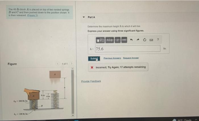 Solved The 48. Ib block A is placed on top of two nested | Chegg.com