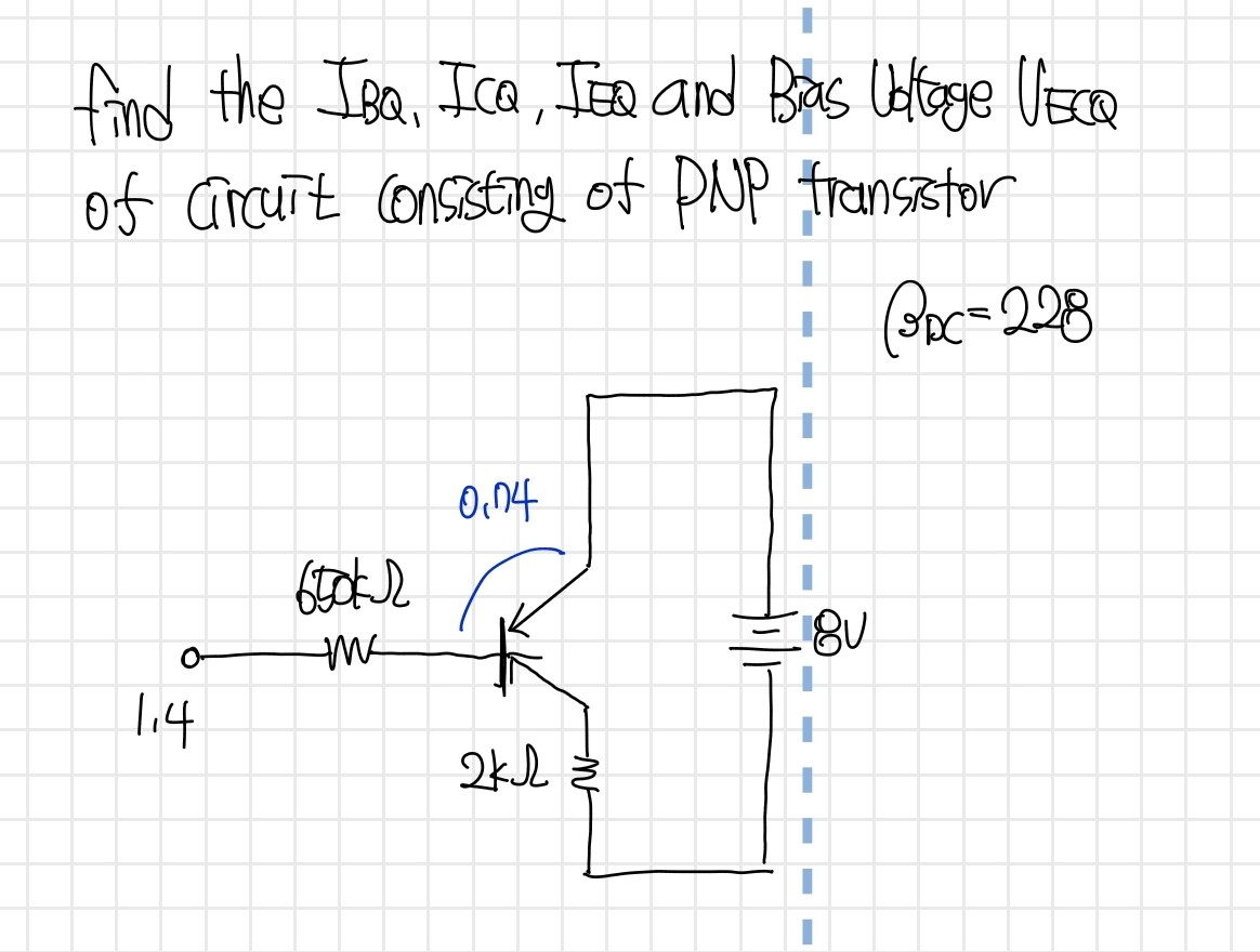 Solved Find the Ibq, Icq, Ieq and bias voltage Vecq of | Chegg.com