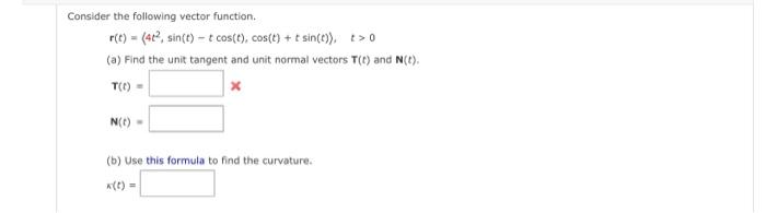 Solved Consider the following vector function. | Chegg.com