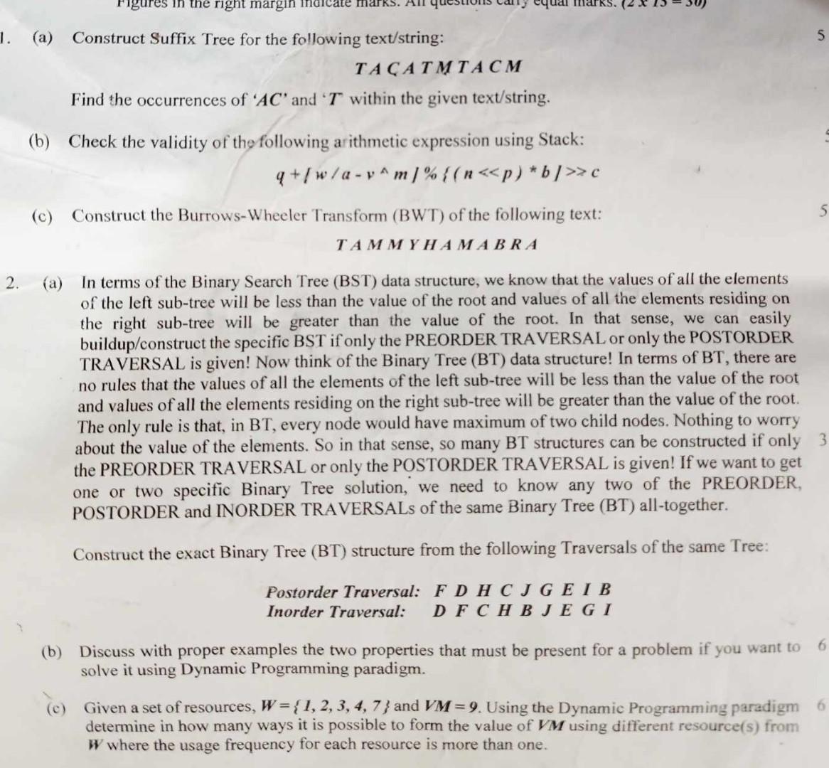 Solved (a) Construct Suffix Tree for the following | Chegg.com