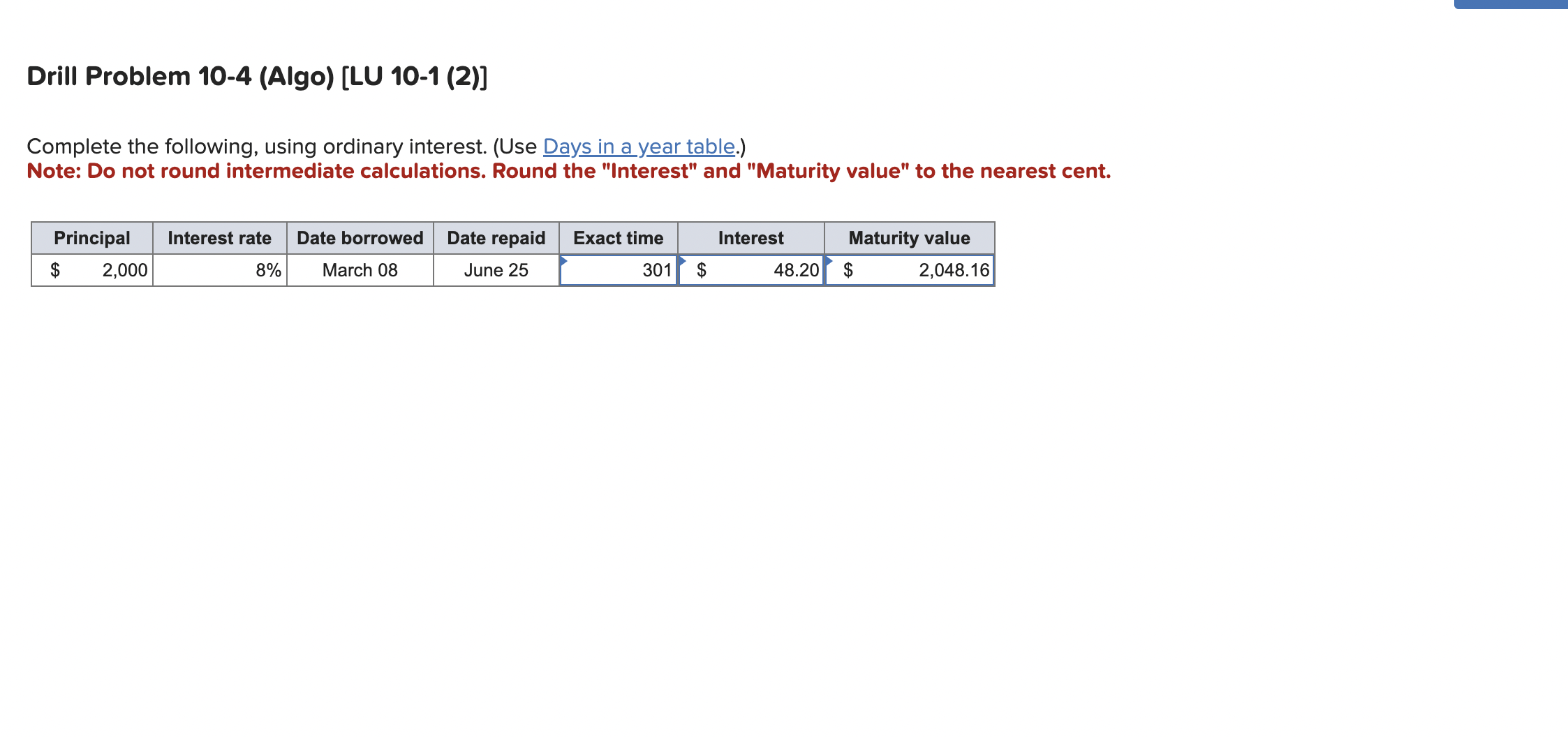 Solved Drill Problem 10-4 (Algo) [LU 10-1 (2)]Complete the | Chegg.com