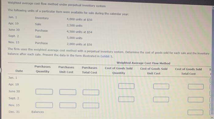 Solved Weighted average cost flow method under perpetual | Chegg.com