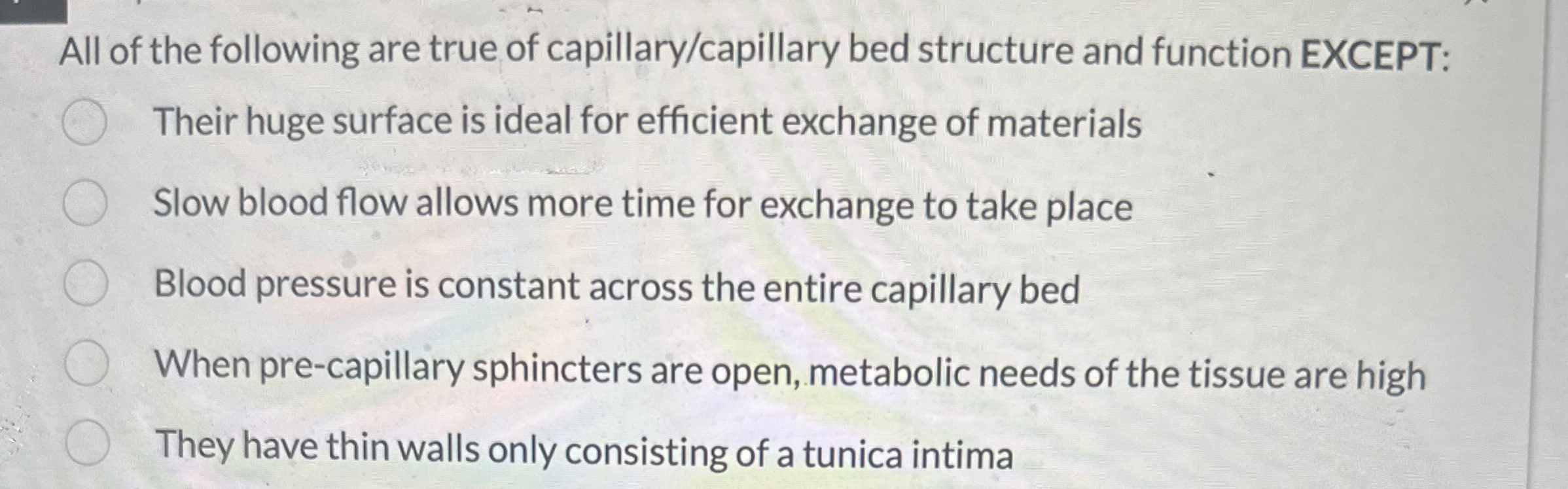 Solved All of the following are true of capillary/capillary | Chegg.com