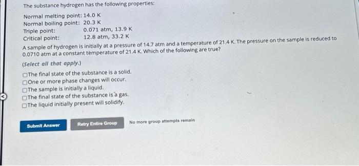 Solved The substance krypton has the following properties: | Chegg.com
