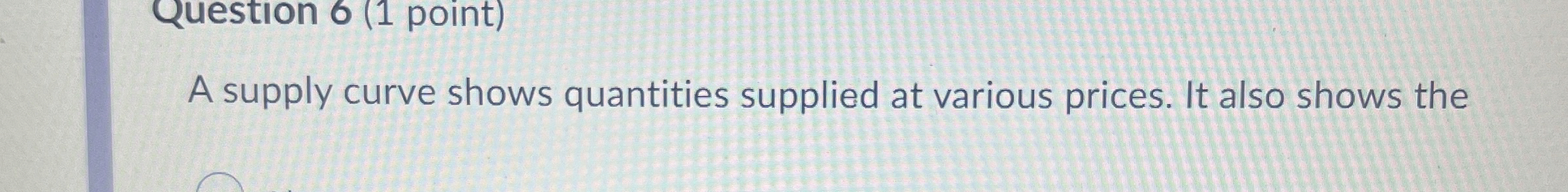 Solved A supply curve shows quantities supplied at various | Chegg.com