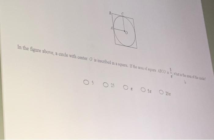 Solved In the figure above, a circle with center O is | Chegg.com