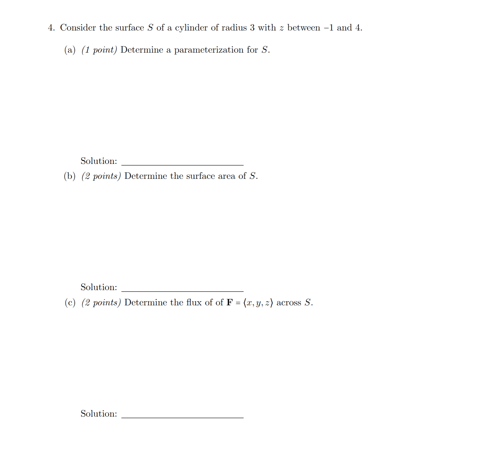 Solved Calculus consider the surface S of a cylinder of the | Chegg.com