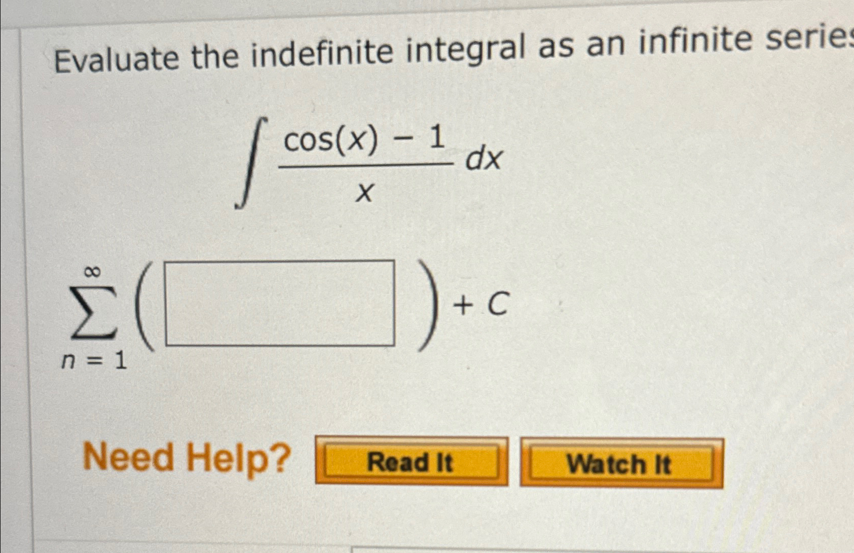 Evaluate the indefinite integral as an infinite | Chegg.com