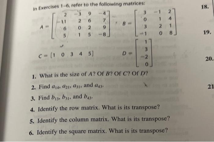 Solved In Exercises 1-6, refer to the following matrices: | Chegg.com