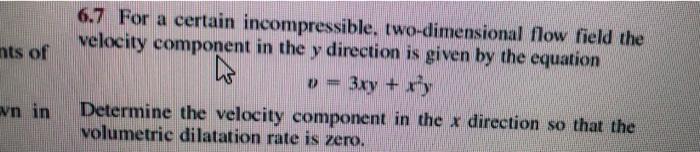 Solved nts of 6.7 For a certain incompressible. | Chegg.com