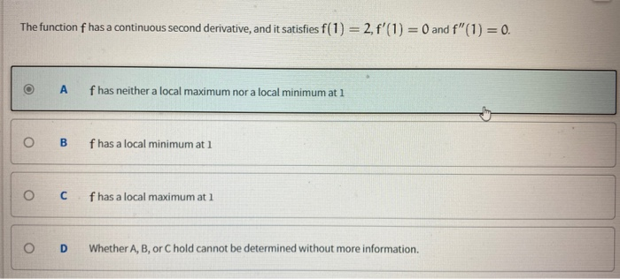 Solved The function f has a continuous second derivative, | Chegg.com