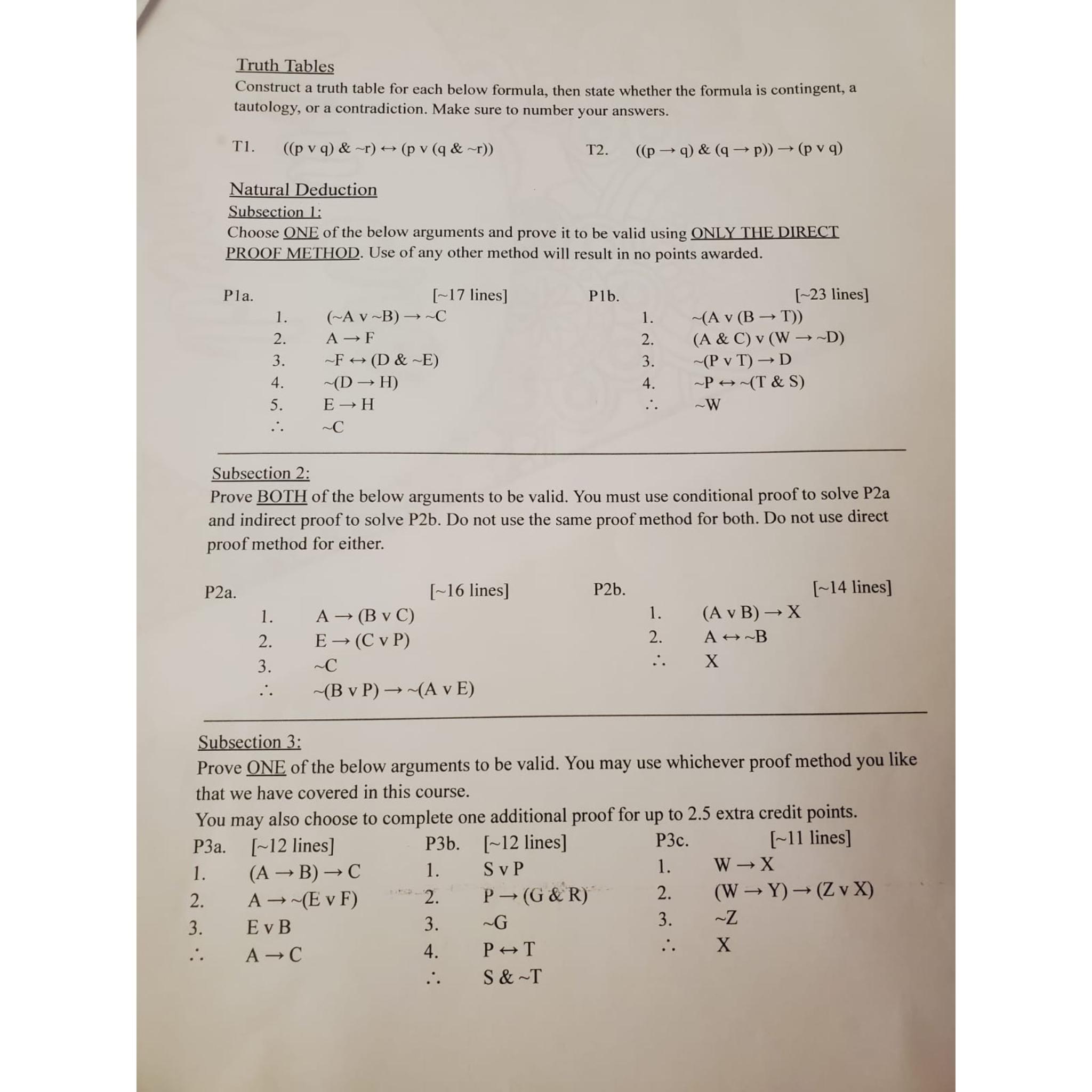 Truth TablesConstruct a truth table for each below | Chegg.com