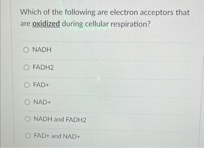 Solved Which of the following are electron acceptors that | Chegg.com