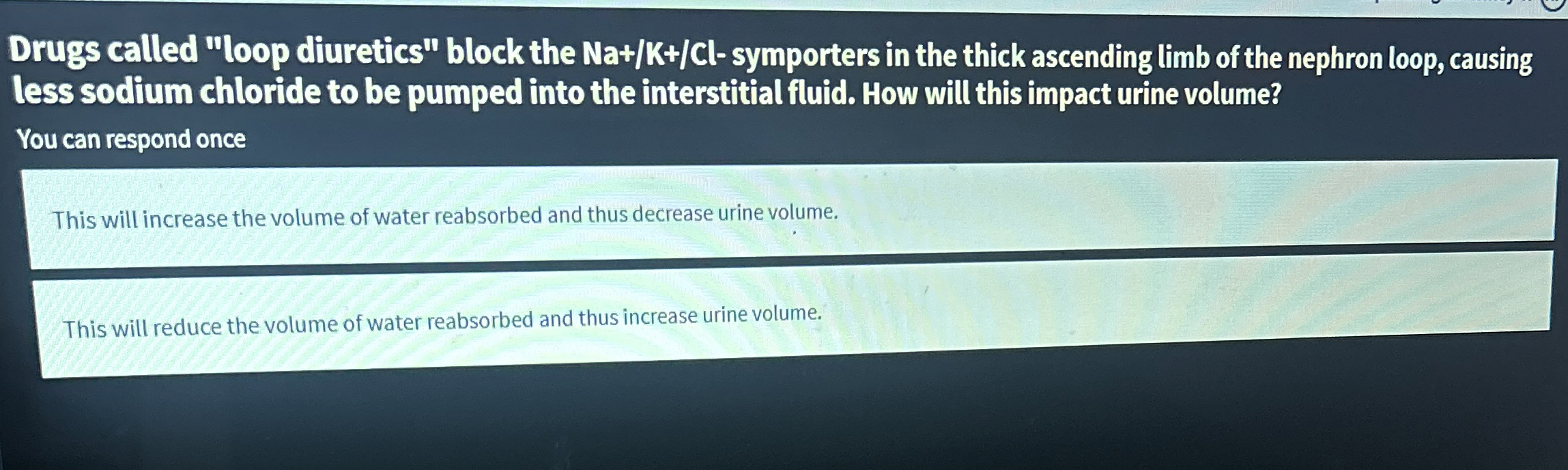 Solved Drugs called "loop diuretics" block the | Chegg.com
