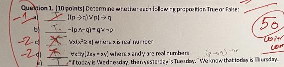 Solved Question 1. ( 10 points) Determine whether each | Chegg.com