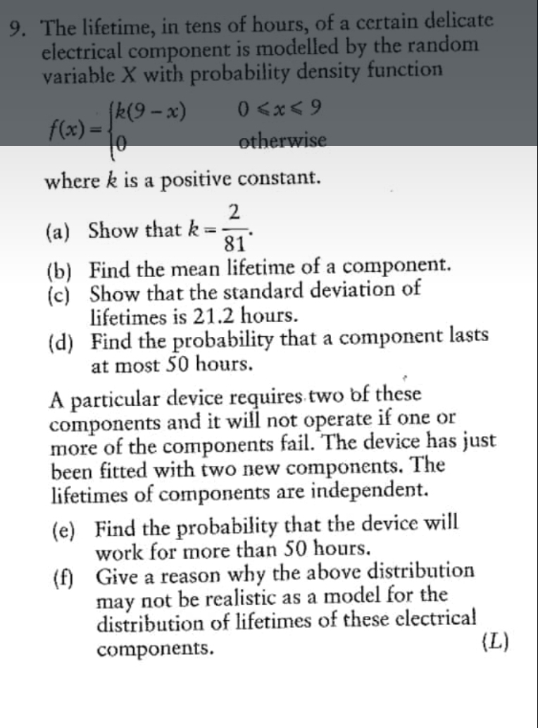 Solved The lifetime, in tens of hours, of a certain delicate | Chegg.com