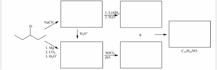 Solved 1. LiAlH4 2. H30 NaCN HO 1. Mg 2. CO 3. H2O* C2H2NO | Chegg.com