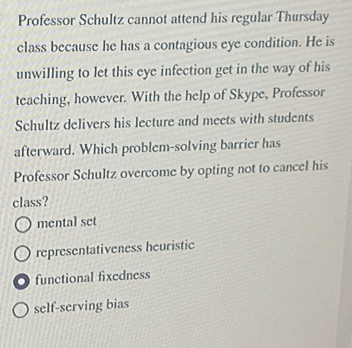 Solved Professor Schultz cannot attend his regular Thursday | Chegg.com