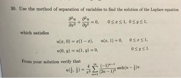 Solved 30. Use the method of separation of variables to find | Chegg.com