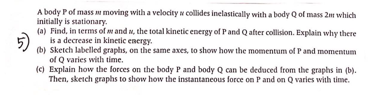Solved A body P ﻿of mass m ﻿moving with a velocity u | Chegg.com
