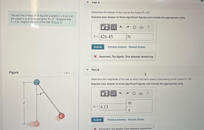 Solved The ball has a mass of 30 kg and a speed v=4 m/s at | Chegg.com