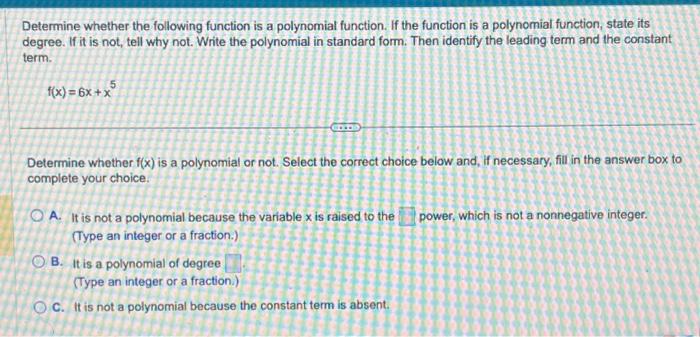 Solved Determine whether the following function is a | Chegg.com
