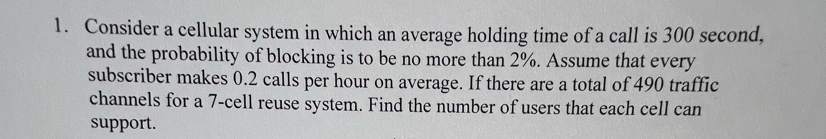 Consider a cellular system in which an average | Chegg.com