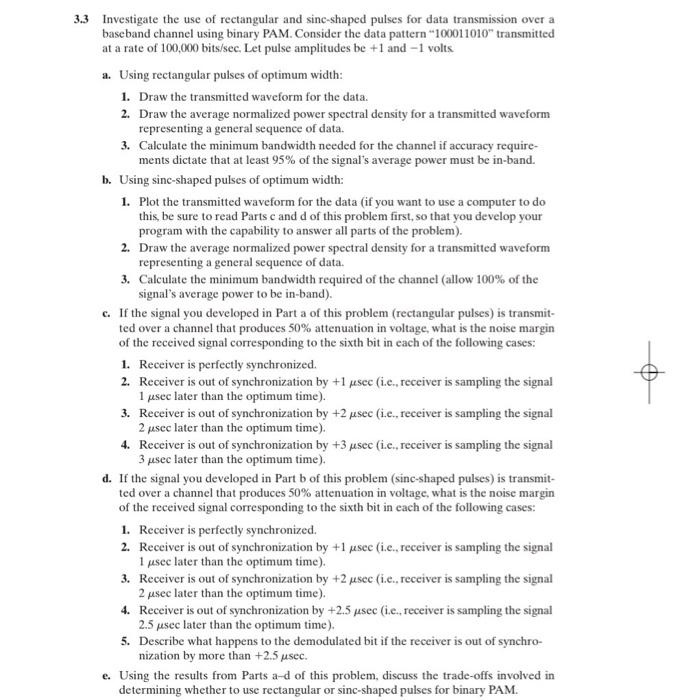 Solved b. Using sinc-shaped pulses of optimum width: 1. Plot | Chegg.com