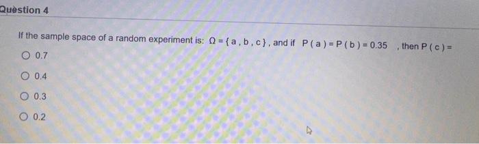 Solved If the sample space of a random experiment is: | Chegg.com