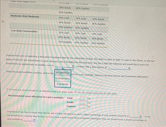 Solved Managing Your Investment Assets Asset allocation is | Chegg.com