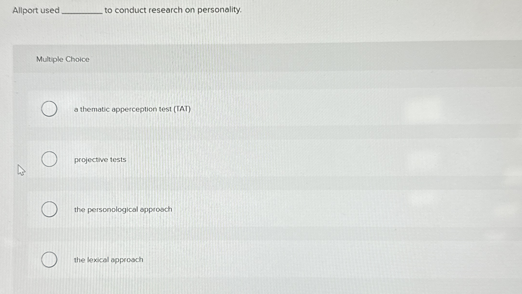 Solved Allport used to conduct research on | Chegg.com
