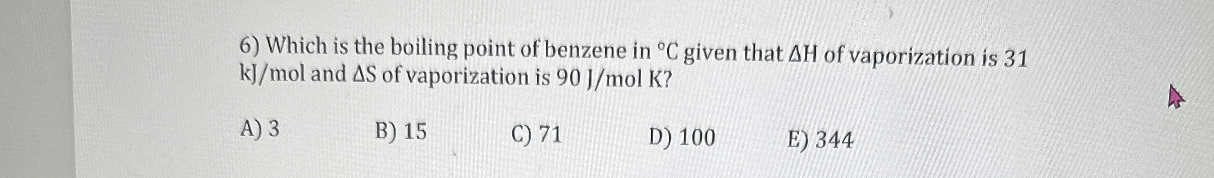 Solved Which is the boiling point of benzene in °C ﻿given | Chegg.com