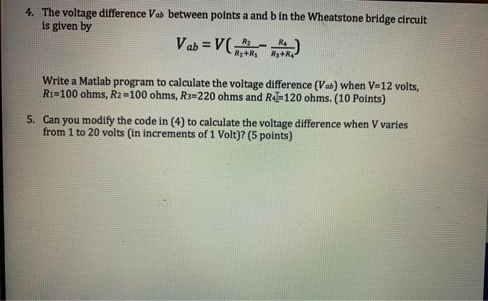 Solved 4. The voltage difference Vab between points a and b | Chegg.com