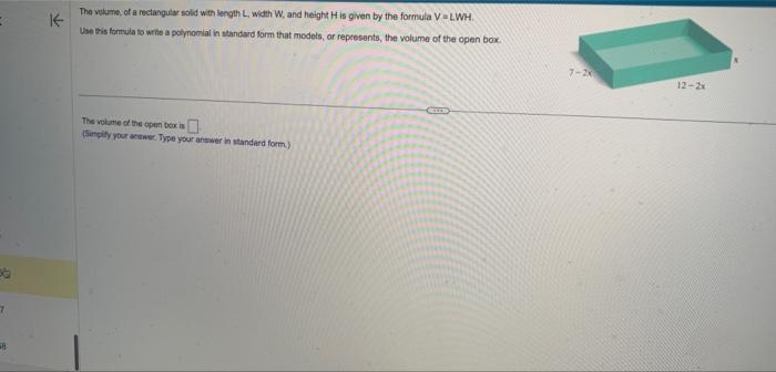 Solved The volume, of a rectangular solid with length L, and | Chegg.com