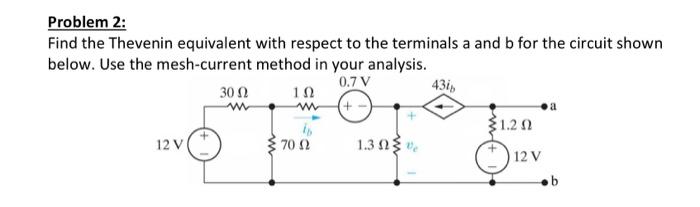 Solved Problem 2: Find the Thevenin equivalent with respect | Chegg.com