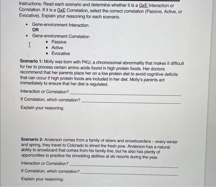 Solved Instructions: Read each scenario and determine | Chegg.com