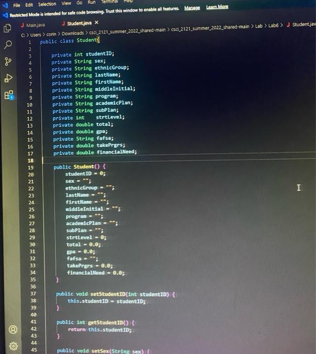 Solved Write a serializer and deserializer for the Student | Chegg.com