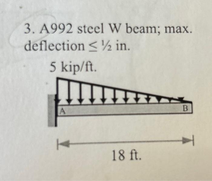 Solved 3. A992 steel W beam; max. deflection