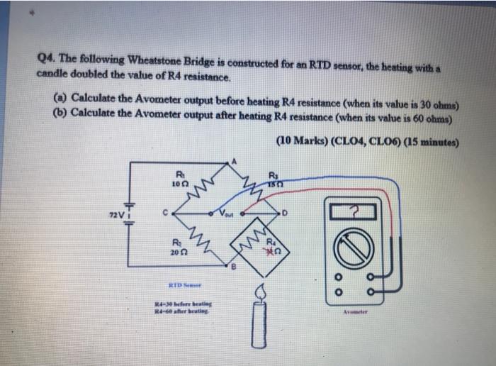 Solved Q4. The following Wheatstone Bridge is constructed | Chegg.com