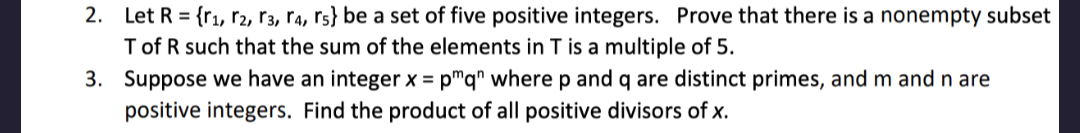 Solved 2. Let R={r1,r2,r3,r4,r5} be a set of five positive | Chegg.com