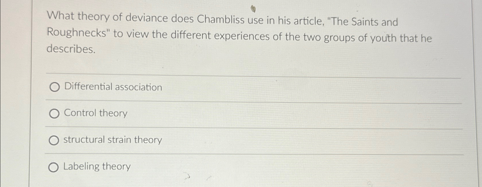 Solved What theory of deviance does Chambliss use in his | Chegg.com