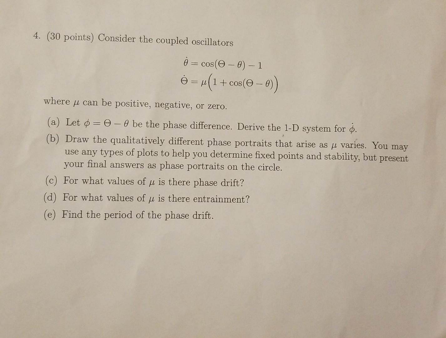 4. (30 points) Consider the coupled oscillators | Chegg.com