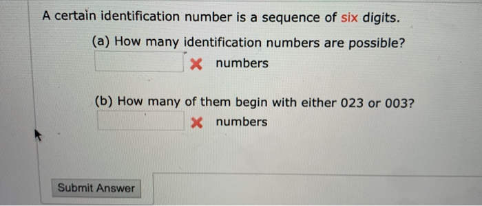 Solved A certain identification number is a sequence of six | Chegg.com