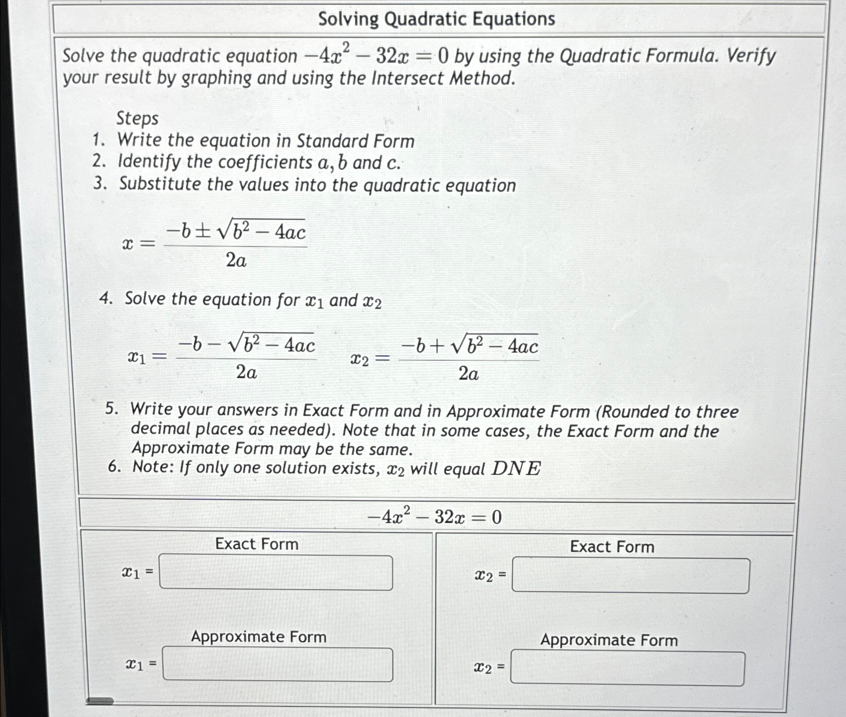 Solved Solving Quadratic EquationsSolve the quadratic | Chegg.com