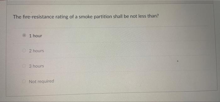 Solved The fire-resistance rating of a smoke partition shall | Chegg.com