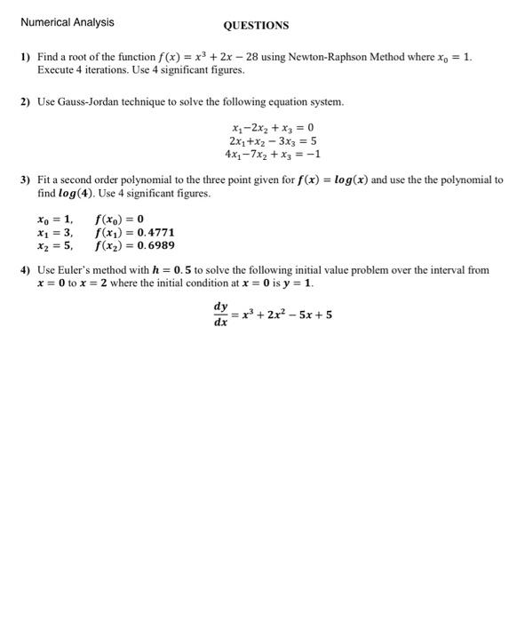 Solved 1) Find a root of the function f(x)=x3+2x−28 using | Chegg.com