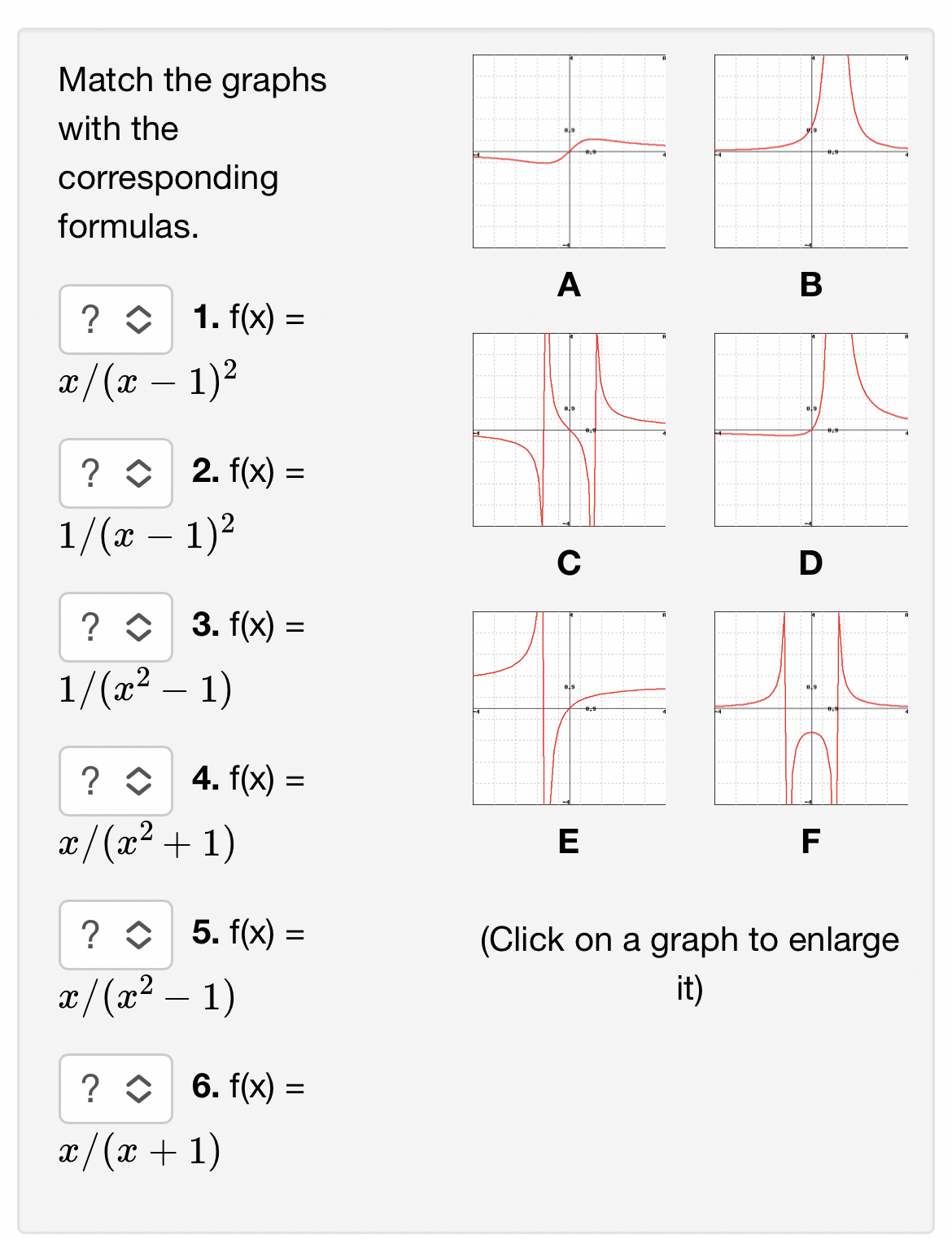 Solved Match the graphs with the corresponding formulas. | Chegg.com