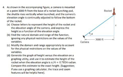 Solved 4. As shown in the accompanying figure, a camera is | Chegg.com