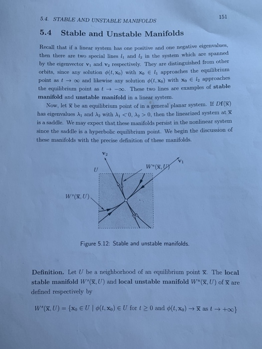 Solved 5.4. STABLE AND UNSTABLE MANIFOLDS 151 5.4 Stable and | Chegg.com