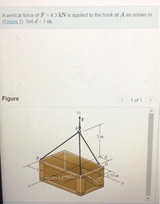 Solved A vertical force of F=4.3kN is applied to the hook at | Chegg.com